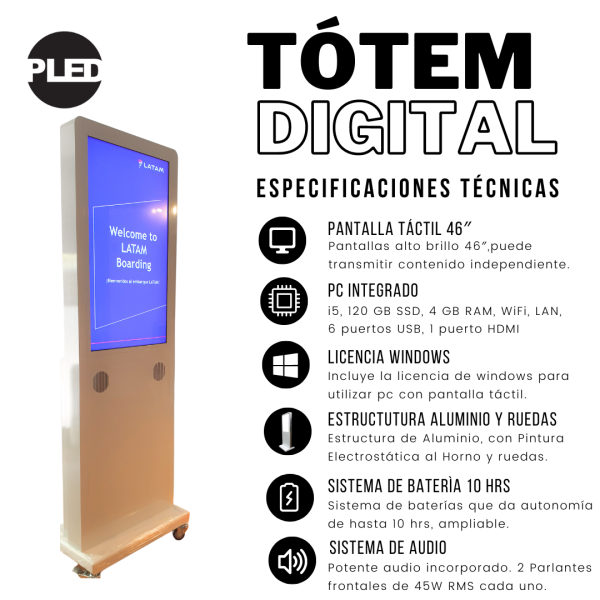 Tótem Digital Interactivo - Pantallas LED.Pendones LED.Video Wall 3D.Tótem Digital.Apps